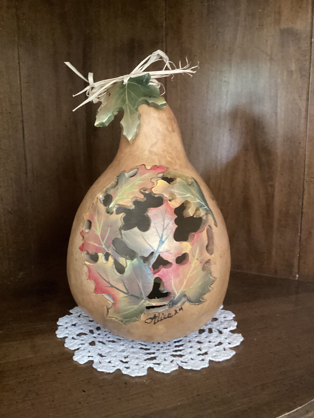 Hand Carved Natural Gourd Luminary for the Fall - Etsy