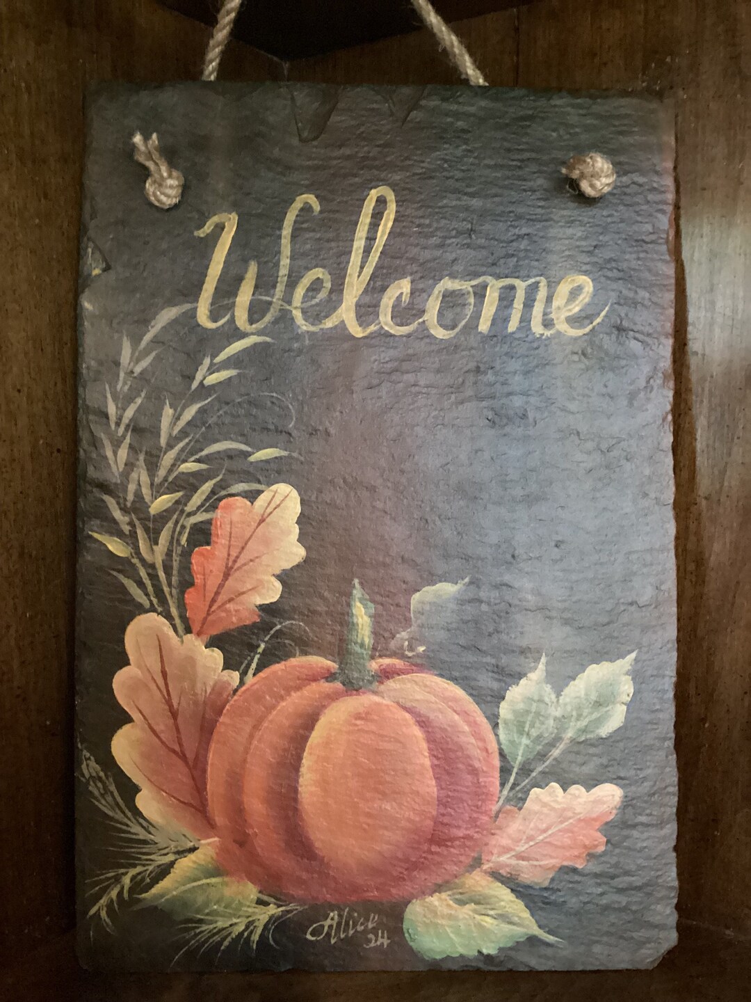 Hand Painted Welcome Fall Slate Sign - Etsy