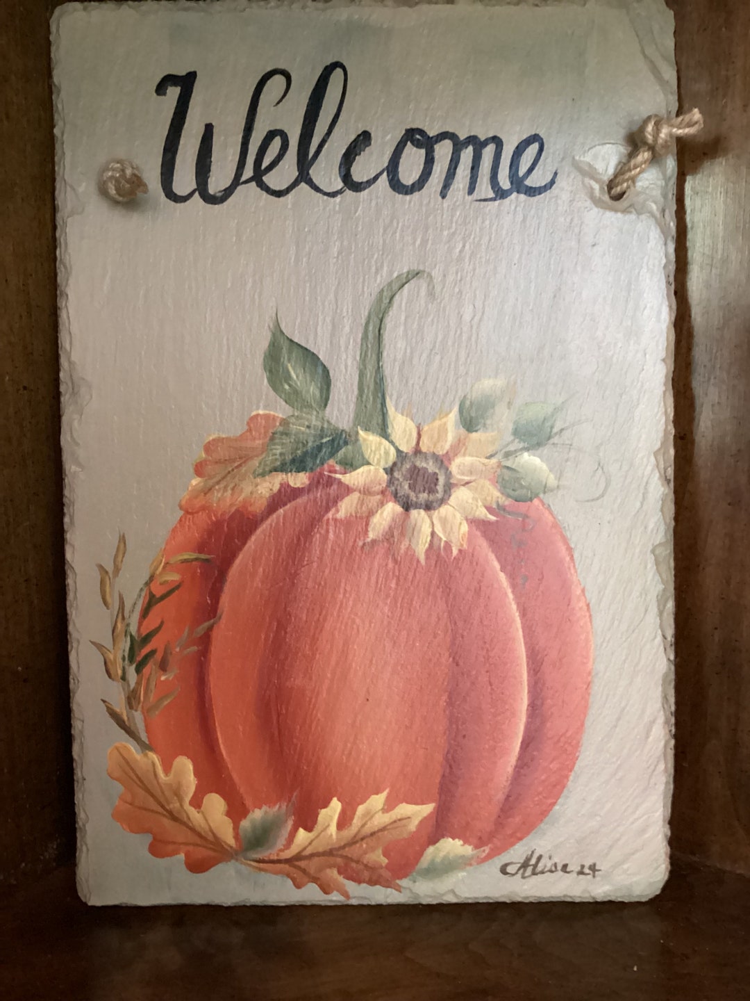 Hand Painted Welcome Fall Slate Sign - Etsy
