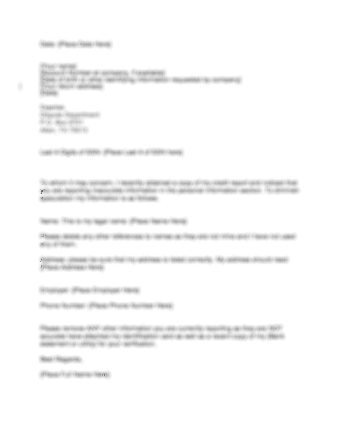 Experian Personal Information Dispute Letter - Etsy