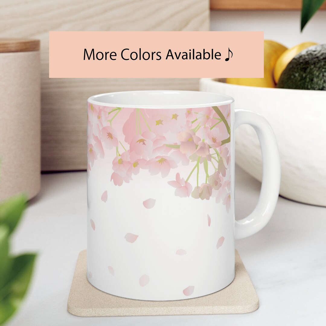 Japanese Kimono Inspired Coffee Mug, Pink 11oz/15oz, Cherry Blossom ...