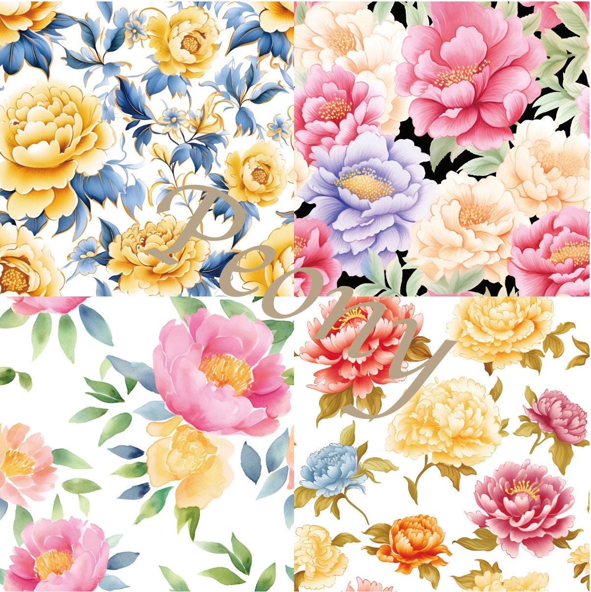 Japanese Flowers SEAMLESS Patterns, Digital Paper, 12 Designs 12x12in ...