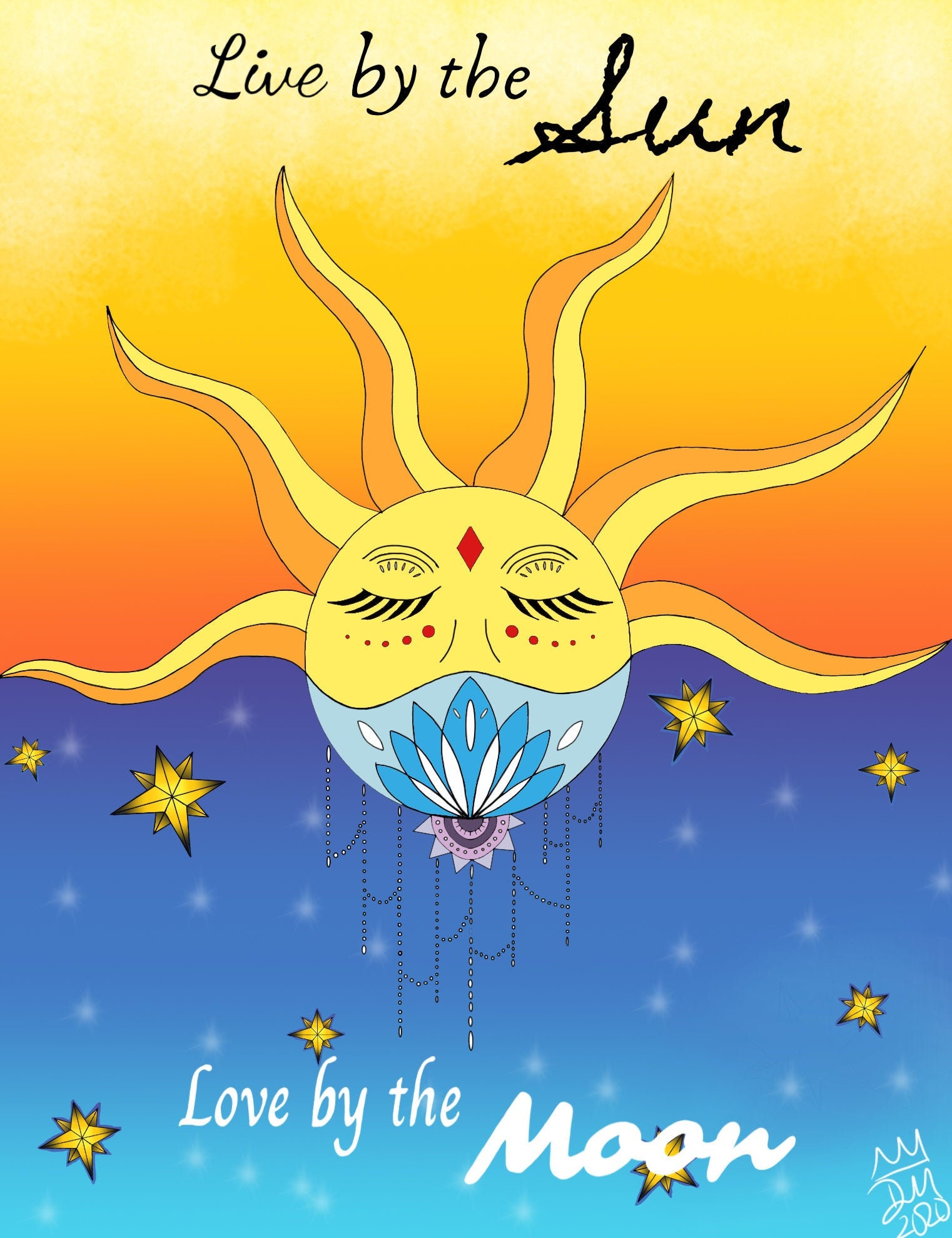 Live by the Sun, Love by the Moon Art Print - Etsy UK