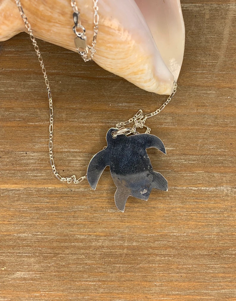 Lightweight Paula Shell Sea Turtle Pendant With 18 Inch 1.45 Beveled ...