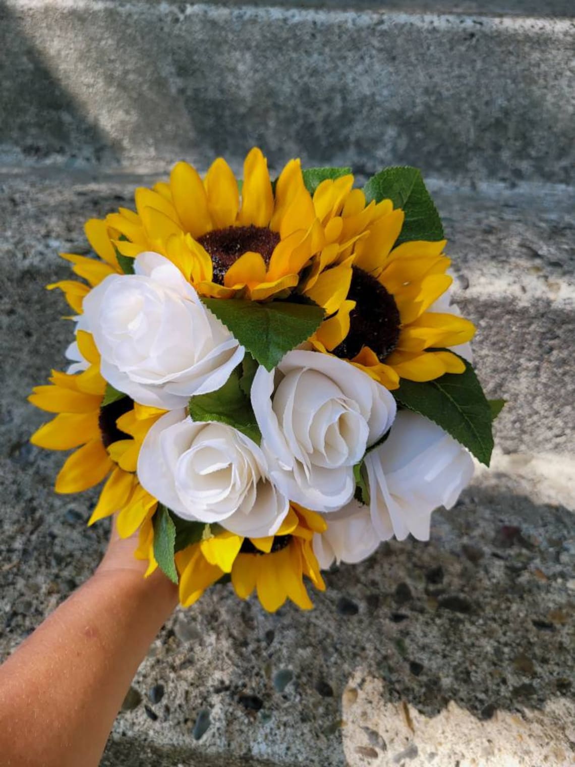 Beautiful Sunflower and White Rose Bouquet With a - Etsy
