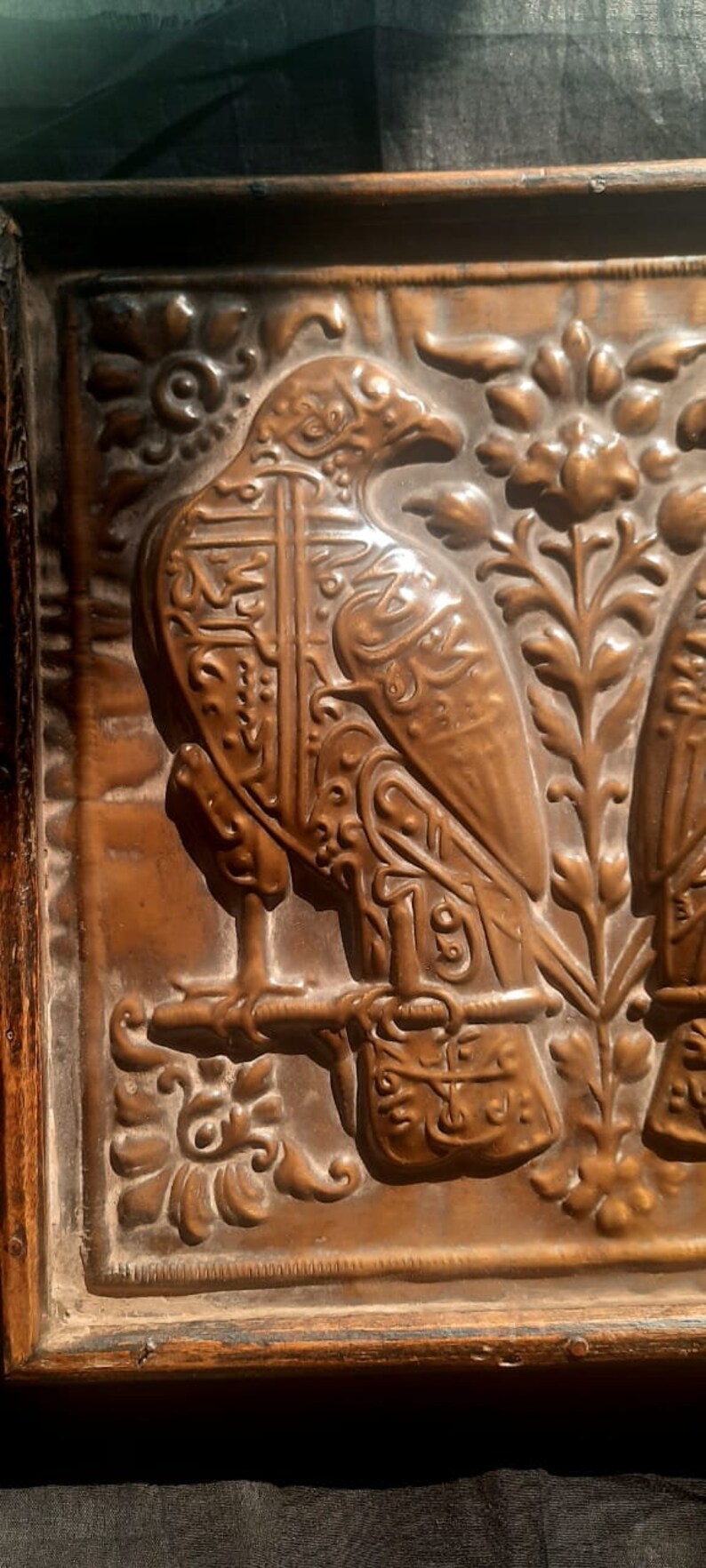 Vintage Brass Rare Ottoman Islamic Falcon Plaque Artwork Arabic Script ...