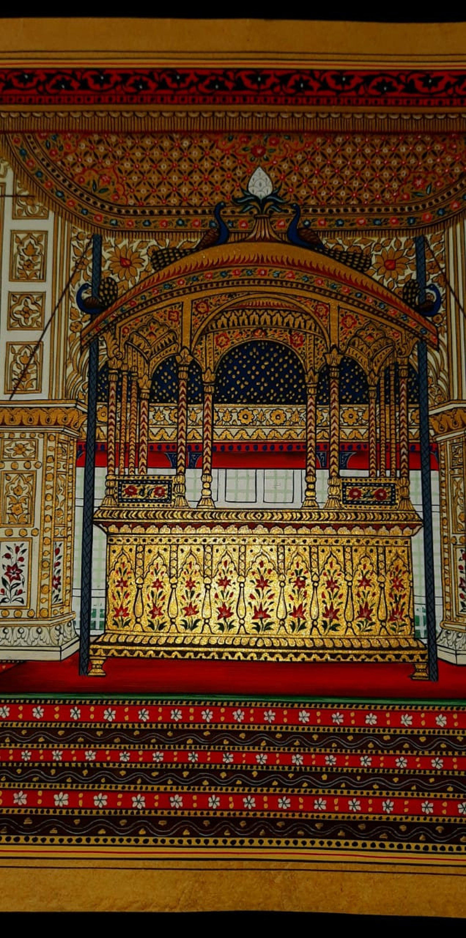 Illuminated Mughal Mogul Miniature Painting Peacock Throne Shah Jahan ...