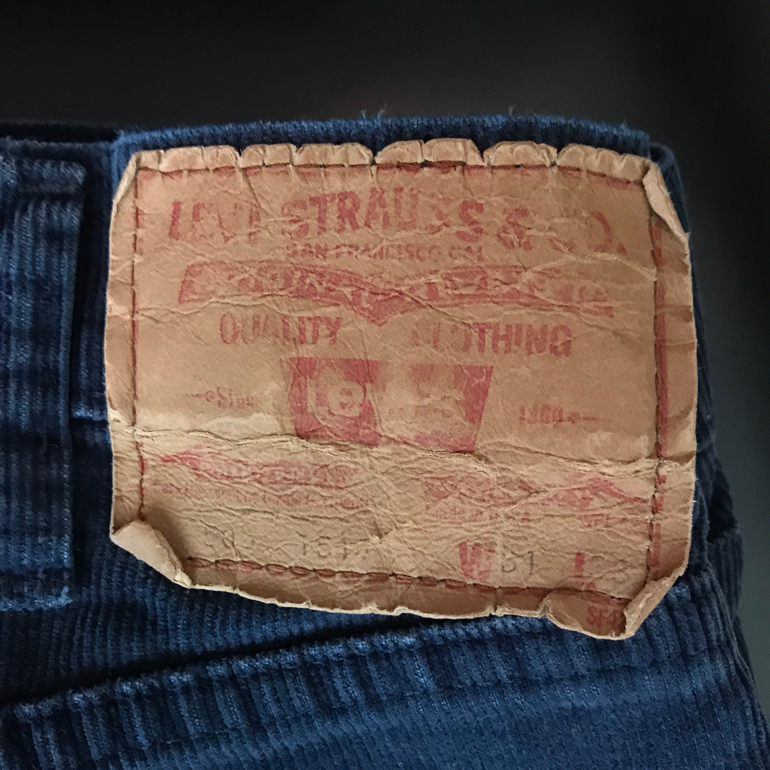 Original Vintage 70s Levis White Tab 505 Navy Chords Size Fits 29 X 34 ...