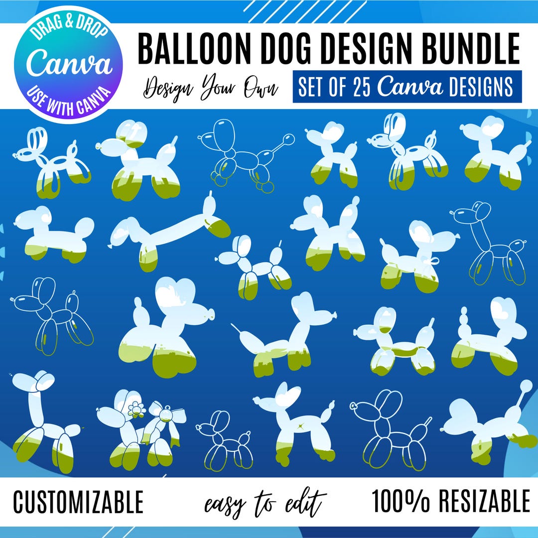Balloon Dog Clipart Bundle: 25 Canva Designs (digital Download) - Etsy