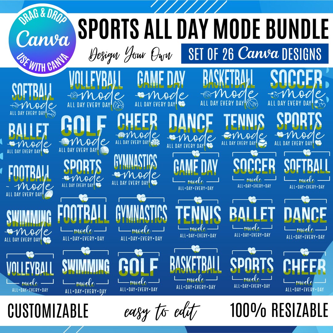 Sports Mode All Day Canva Bundle, Editable Canva Templates: Canva ...