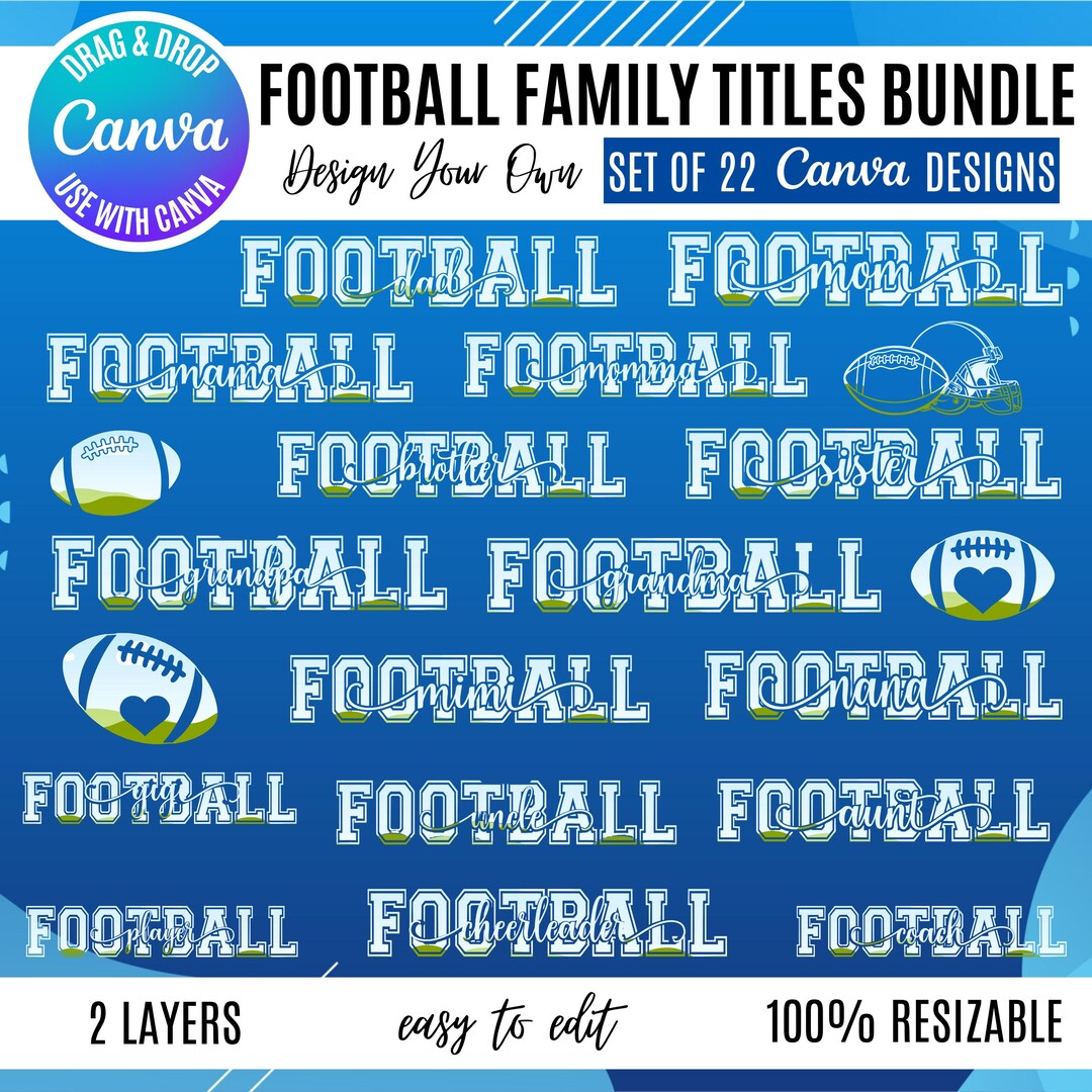 Football Family Titles Canva Bundle: Editable Sports Team Templates ...