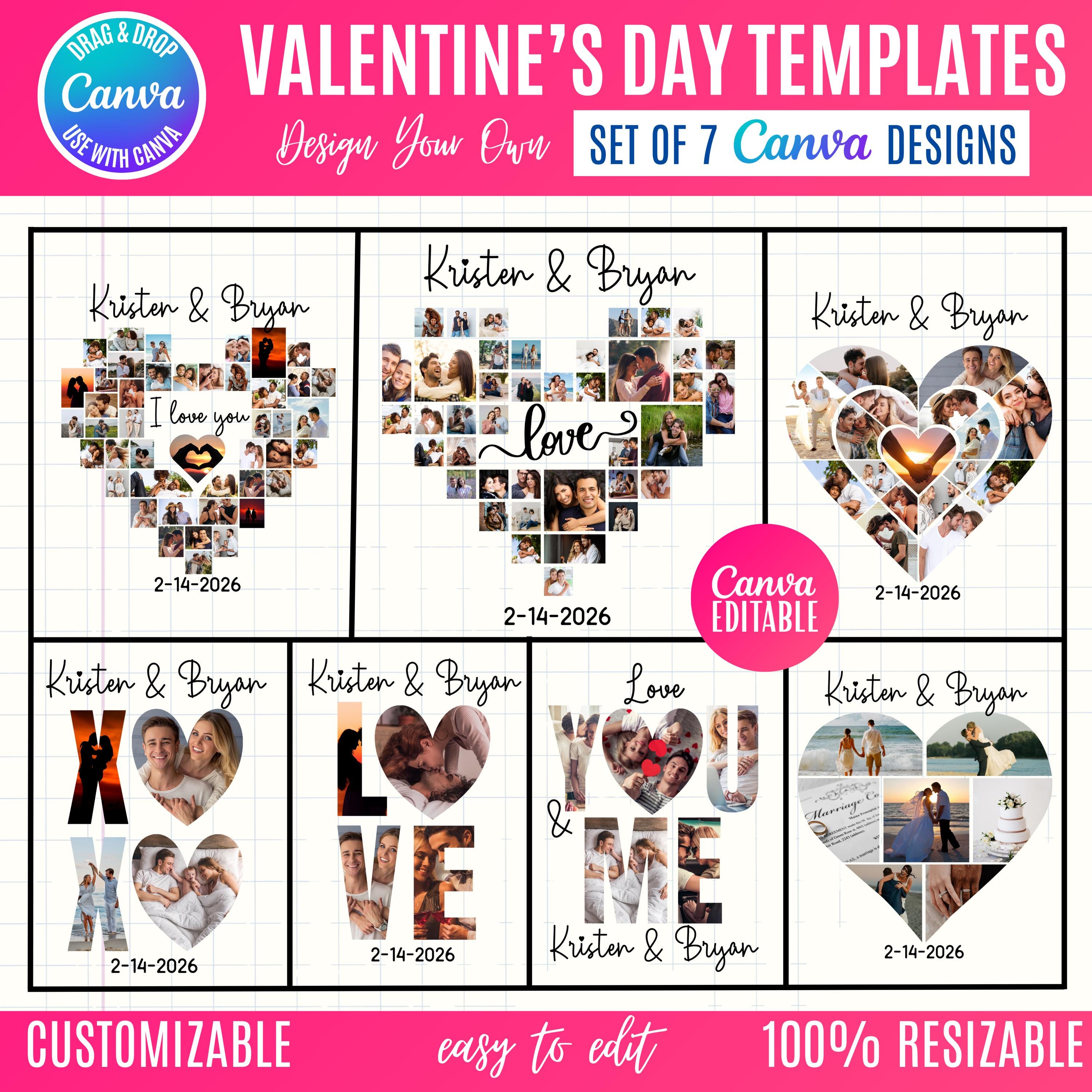 Canva Valentine photo collage Template, Love photo collage (Digital ...