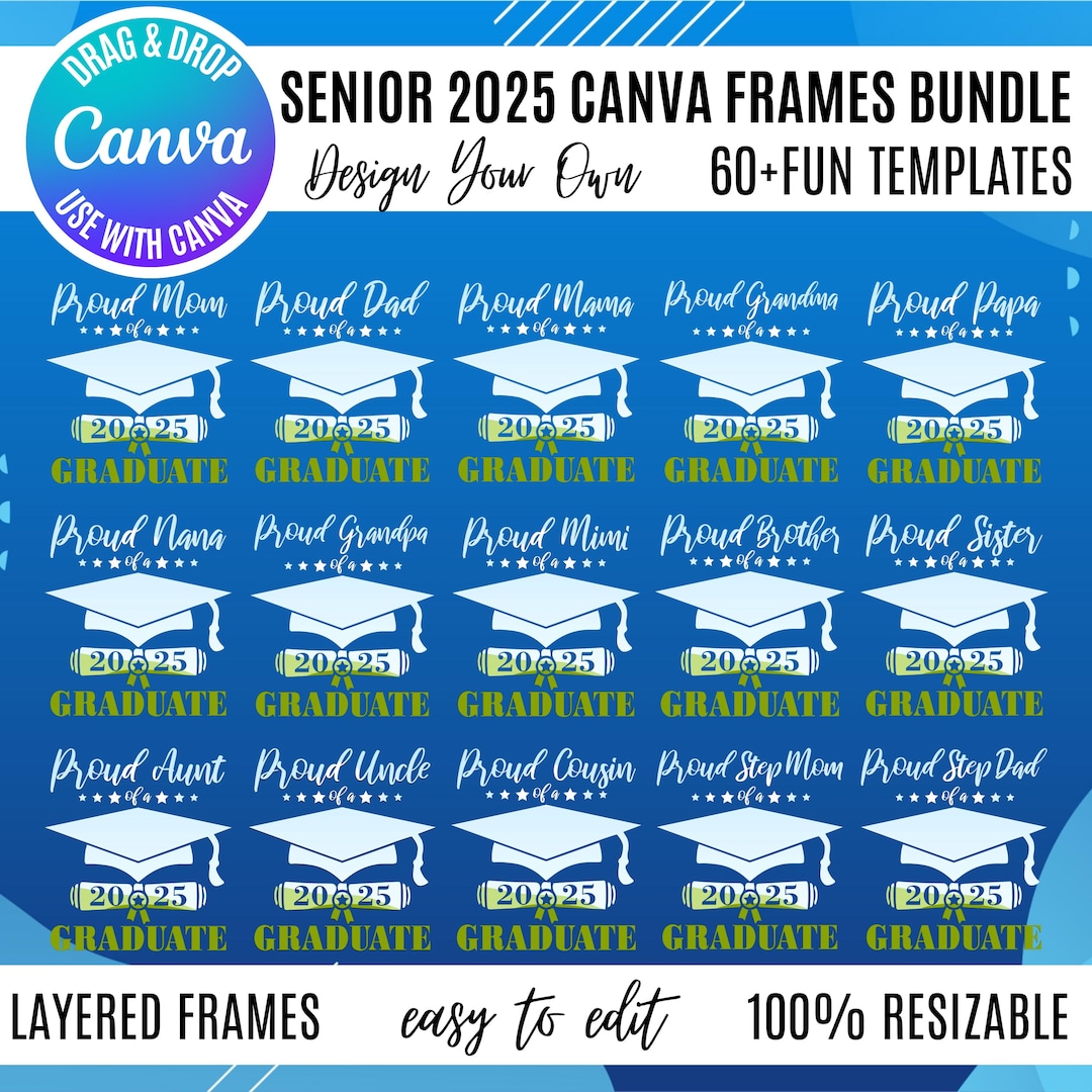 2025 Senior Graduation Canva Frames: Family Templates (digital Download ...