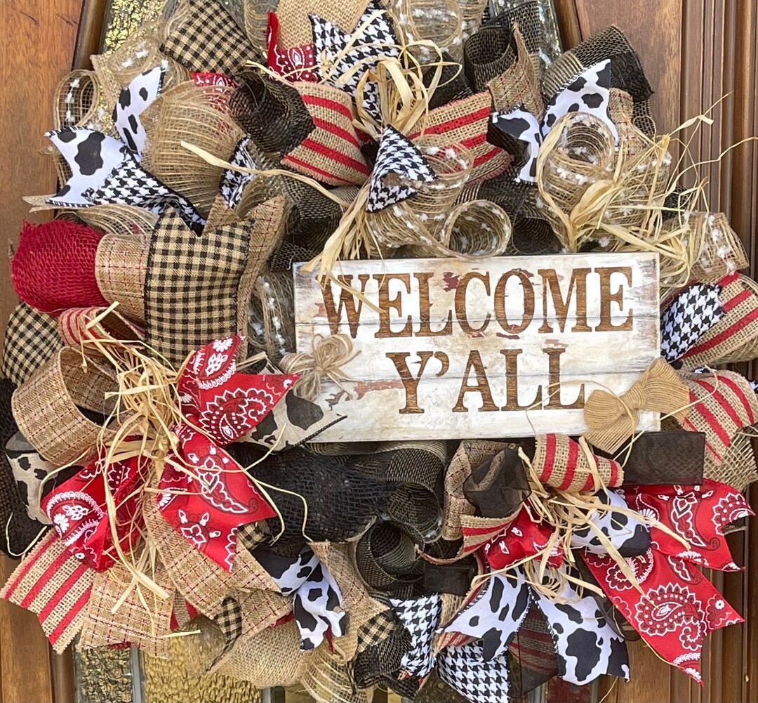 Front Door Welcome Wreath, Anytime Door Wreath, Farmhouse Wreath ...