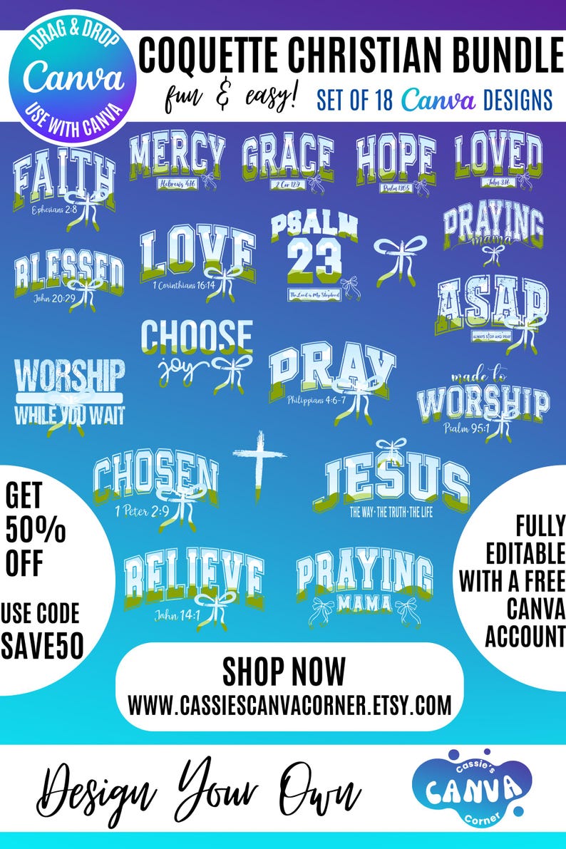 Canva Christian Faith Canva Bundle, Bible Verse Designs, Religious ...