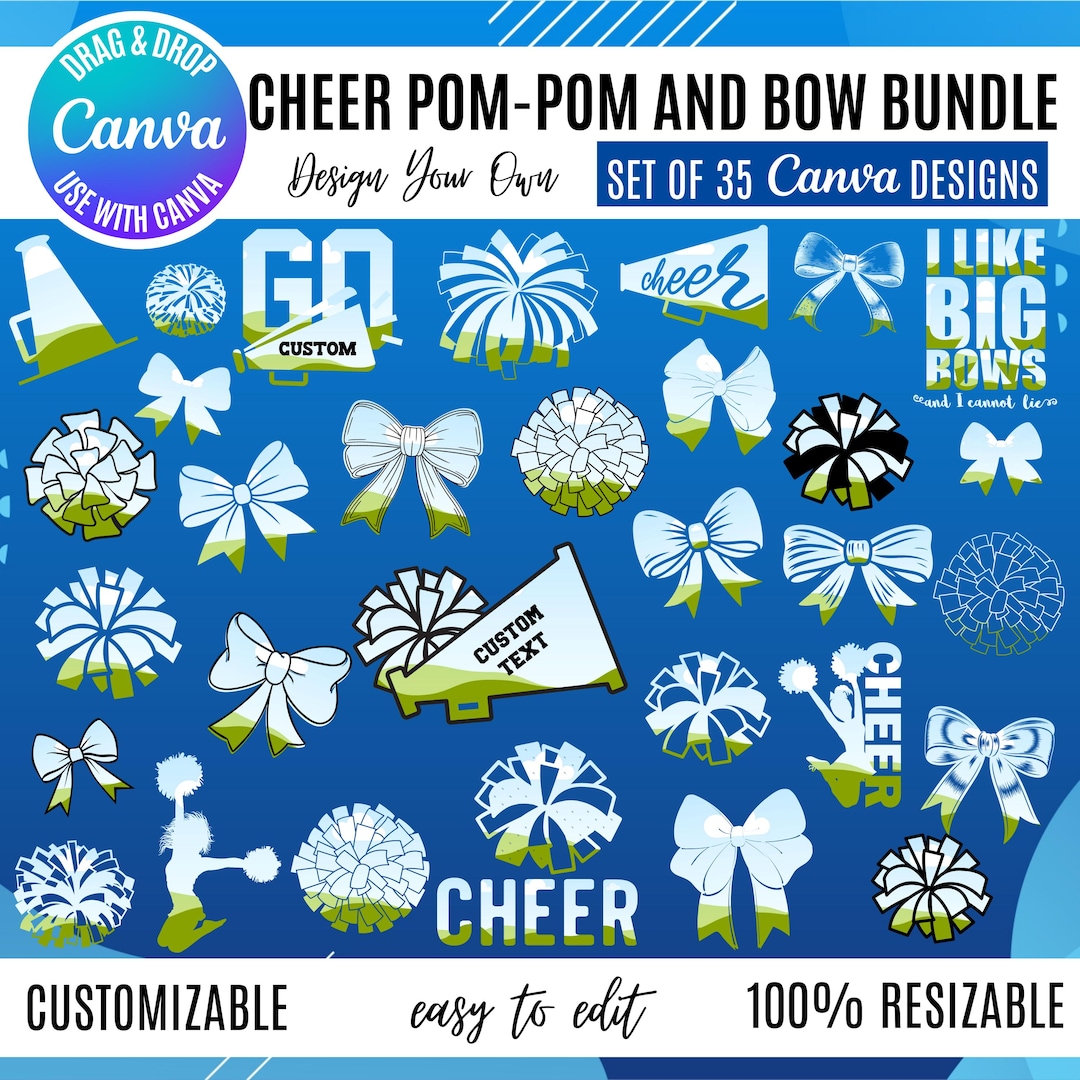 Cheerleading Pom-pom & Bow Designs: Customizable Canva Templates ...