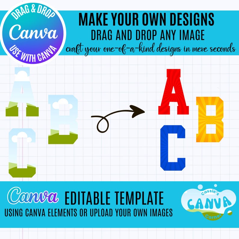 Varsity Sports Canva Frame Template: Editable Canva Varsity Alphabet ...