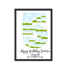 5th Birthday Photo Collage Template: 19 Photo Number 5, Editable Canva ...