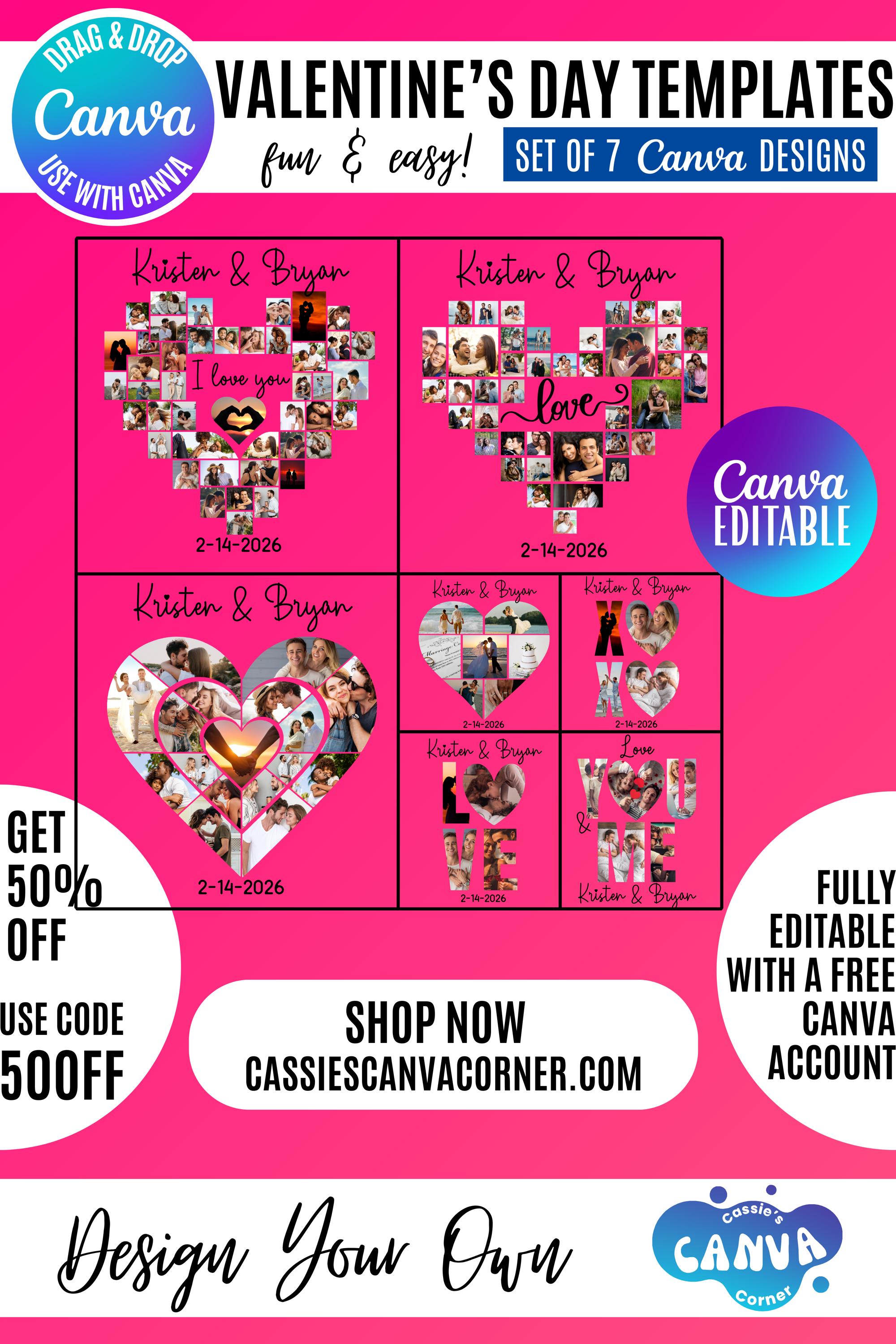 Valentine Photo Collage Canva Template, Love Memory Keepsake (Digital ...