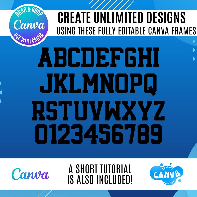 Varsity Sports Canva Frame Template: Editable Canva Varsity Alphabet ...