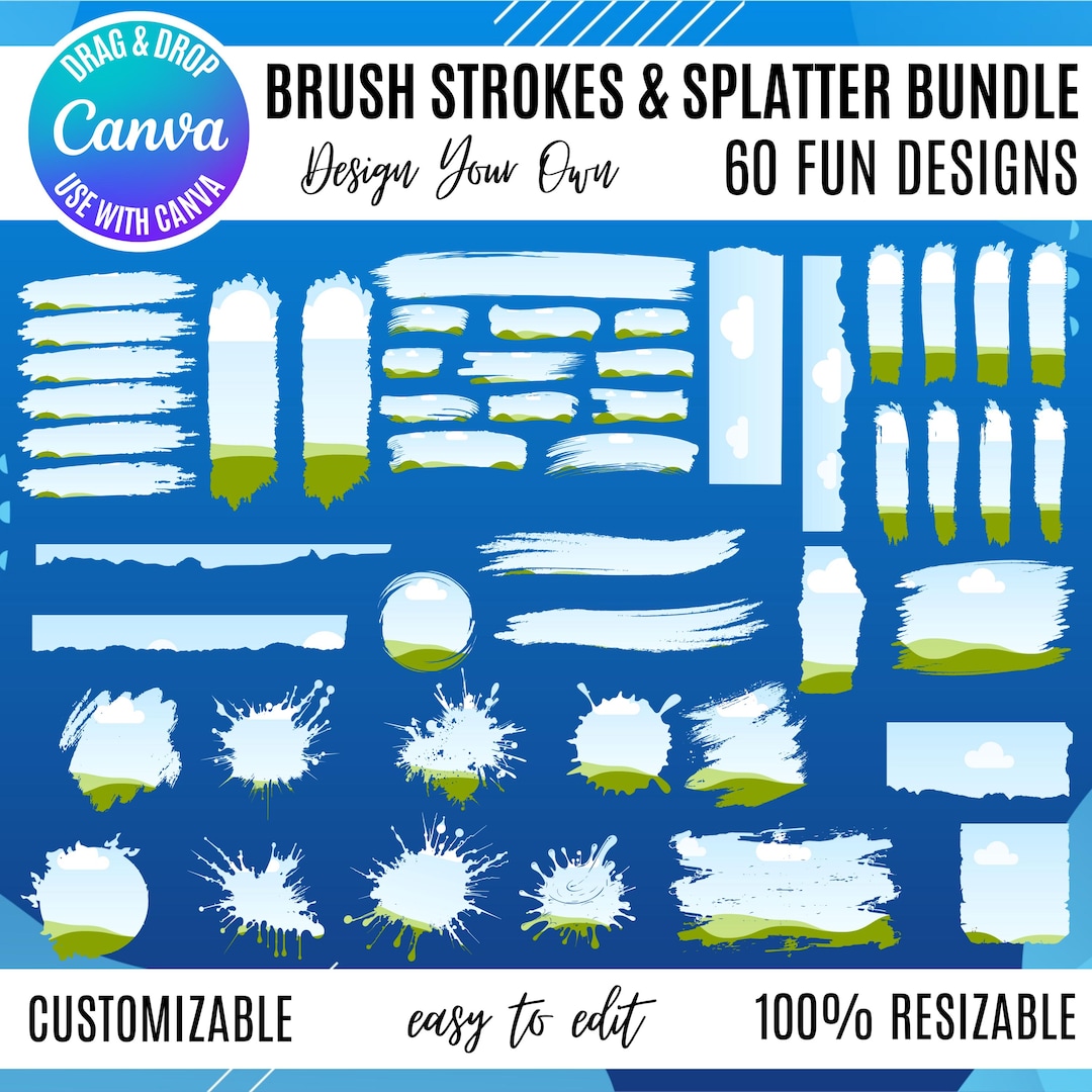 Brush Stroke Canva Frame Template, Paint Splatter Canva Frames, Paint ...