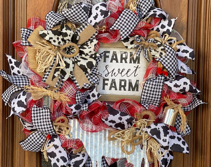 Farm Sweet Farm Wreath, Fresh Wreath, Everyday Wreath, Spring Wreath ...