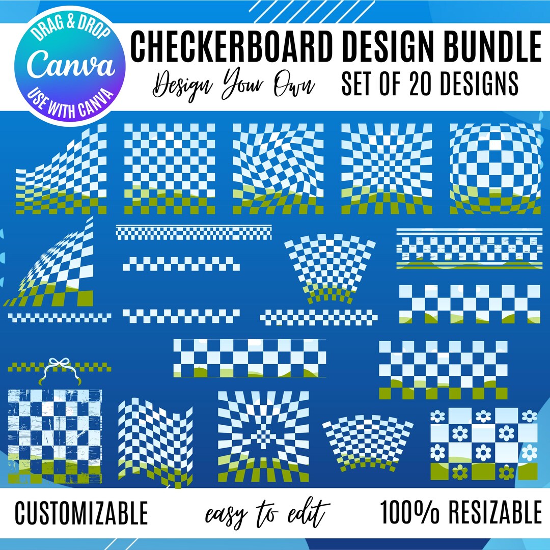 Checkerboard Canva Frame Template, Checker Board Canva Templates ...