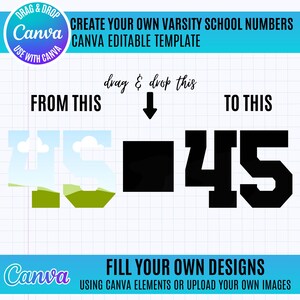 Varsity Sports Numbers Canva Frame Template: Drag & Drop Alphabet ...