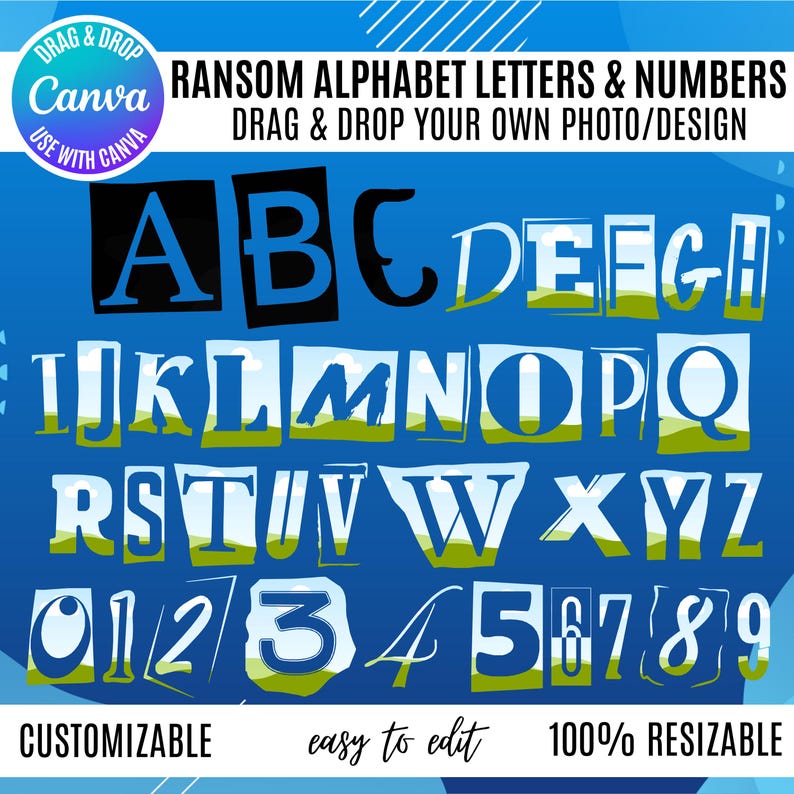 Ransom Letter Canva Clipart: Cutout Magazine Alphabet (digital Download ...