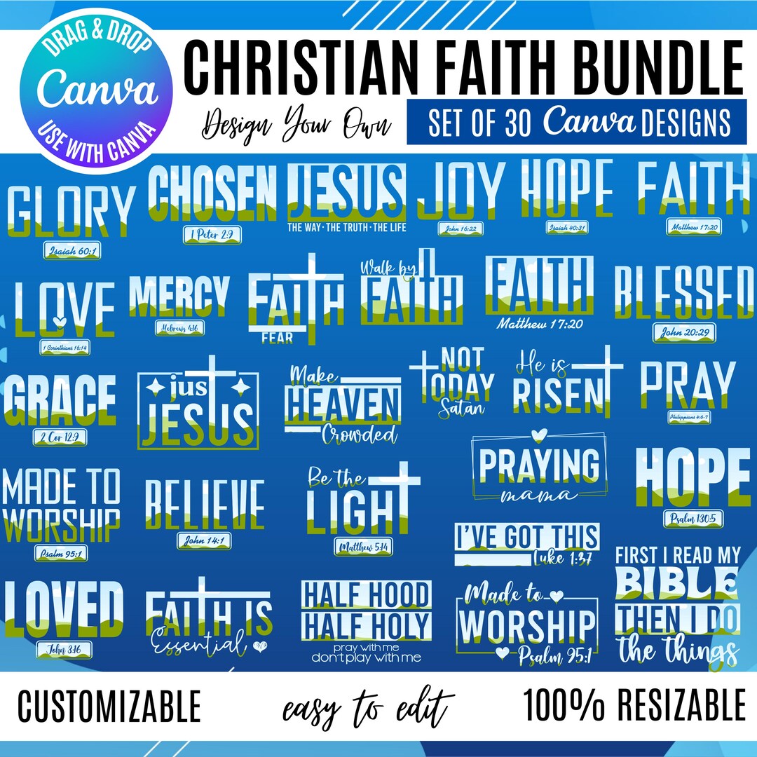 Christian Faith Canva Bundle, Bible Verse Designs, Religious Christian ...