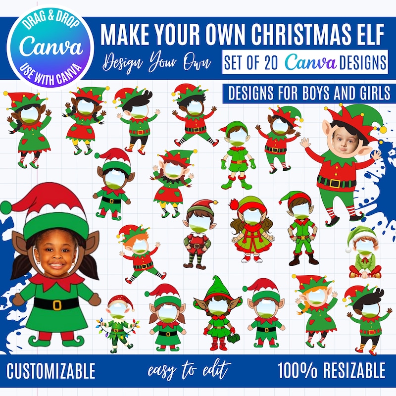 Elf Faces for Card - Etsy UK