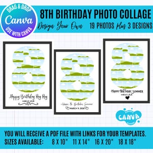 8th Birthday Photo Collage Template: Number 8, 19 Photos (canva ...