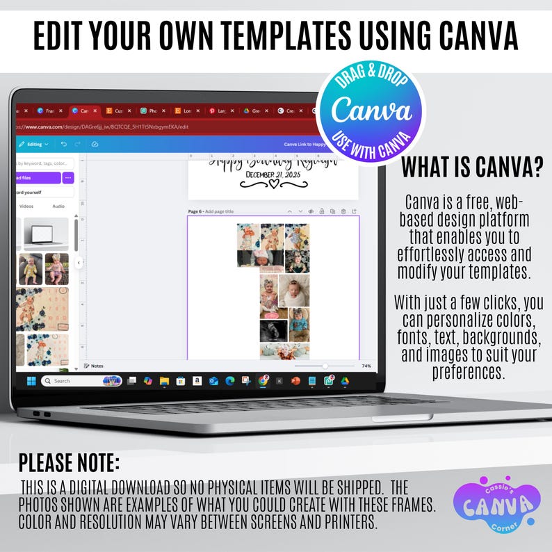 Canva Photo Collage Numbers 0-9: Editable Templates (digital Download ...