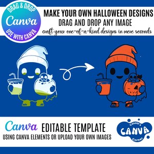 Canva Halloween Ghost Bundle, Cute Ghost Clipart & Templates, Spooky ...