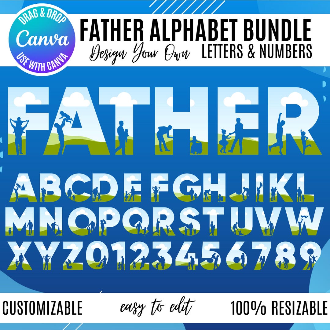 Canva Father Alphabet, Dad Family Canva Frame, Canva Template, Fill ...