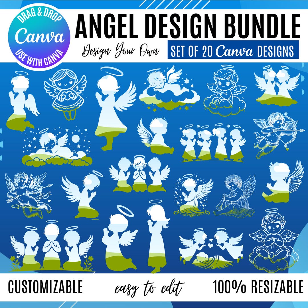 Angel Clipart Canva Design Bundle, Spiritual Graphics (digital Download ...