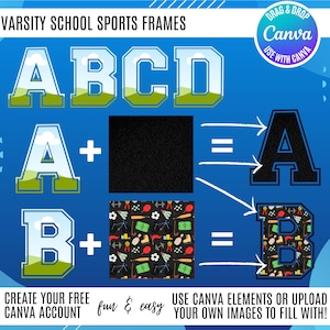 Varsity Sports Alphabet Canva Frame Templates (digital Download), Canva ...