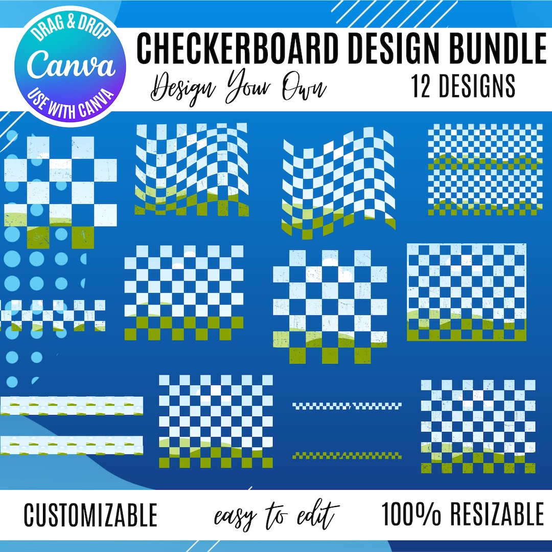 Checkerboard Canva Frame Template: Drag & Drop Design (digital Download ...