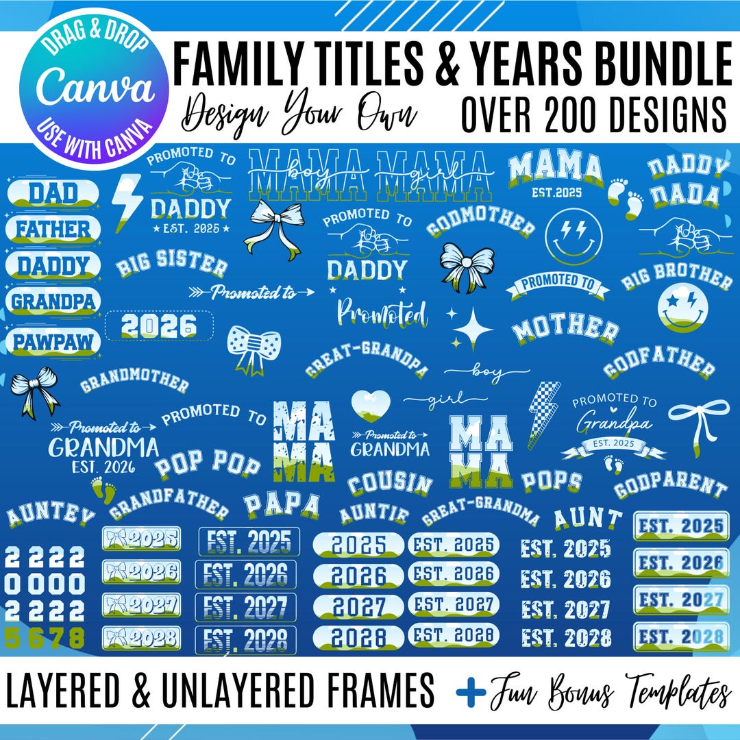 Family Titles Canva Frames Bundle: Drag & Drop Templates (digital ...