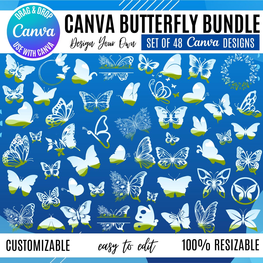 Butterfly Canva Bundle, Butterfly Designs, Editable Canva Templates ...