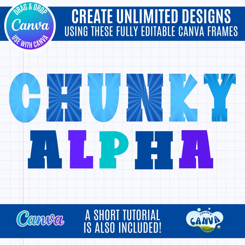 Chunky Alphabet Canva Frame Template: Bold Letters & Numbers (digital ...