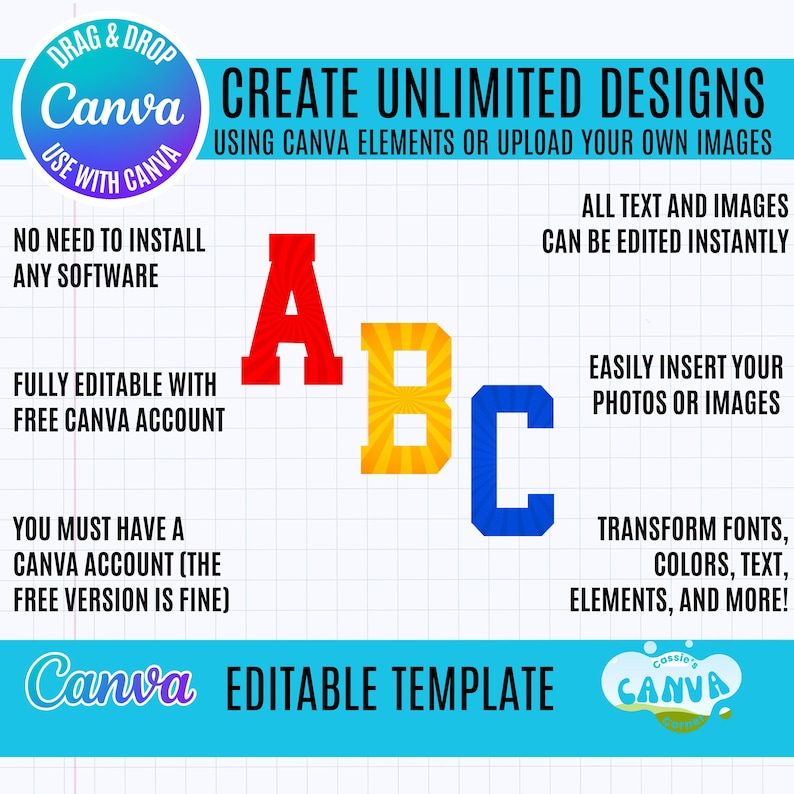 Varsity Sports Canva Frame Template: Editable Canva Varsity Alphabet ...