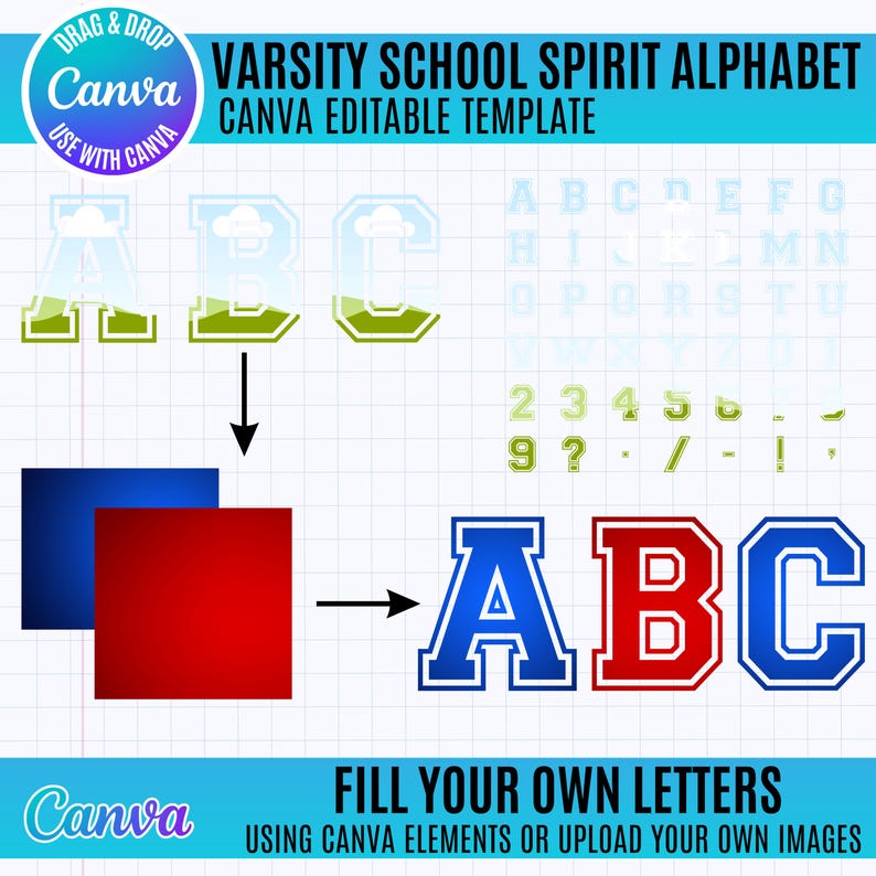 Varsity Alphabet Canva Frame: School Sports Letters (digital Download ...