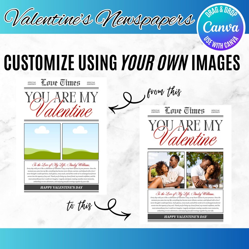 Valentine's Day Newspaper Template, Editable Canva Design (PDF Download ...