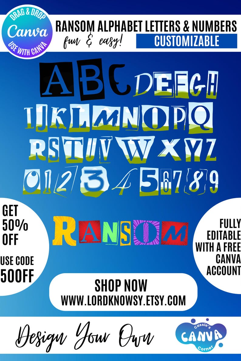 Ransom Letter Canva Clipart: Cutout Magazine Alphabet (digital Download ...