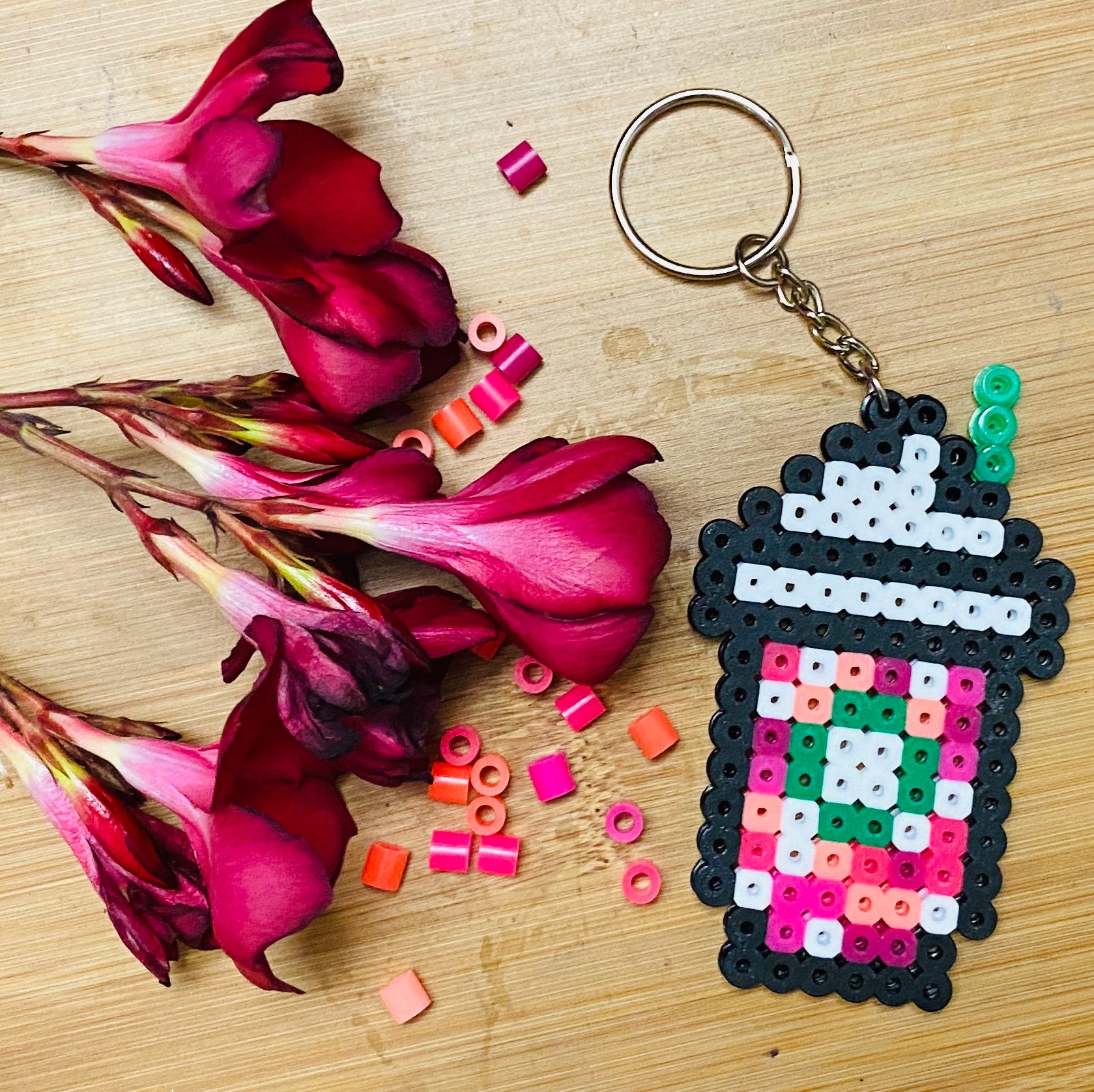 Starbucks frappuccino & Coffee Perler Bead Keychains - Etsy