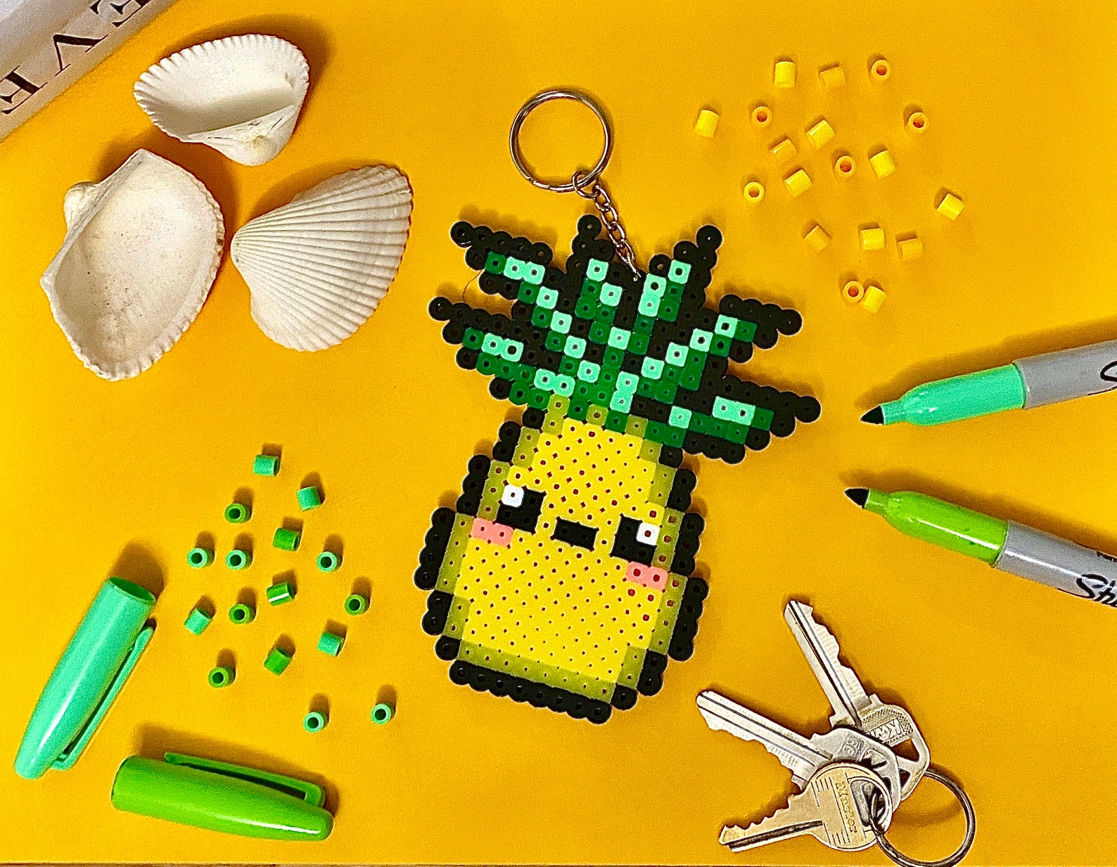 Cute Pineapple Perler Bead Keychain - Etsy