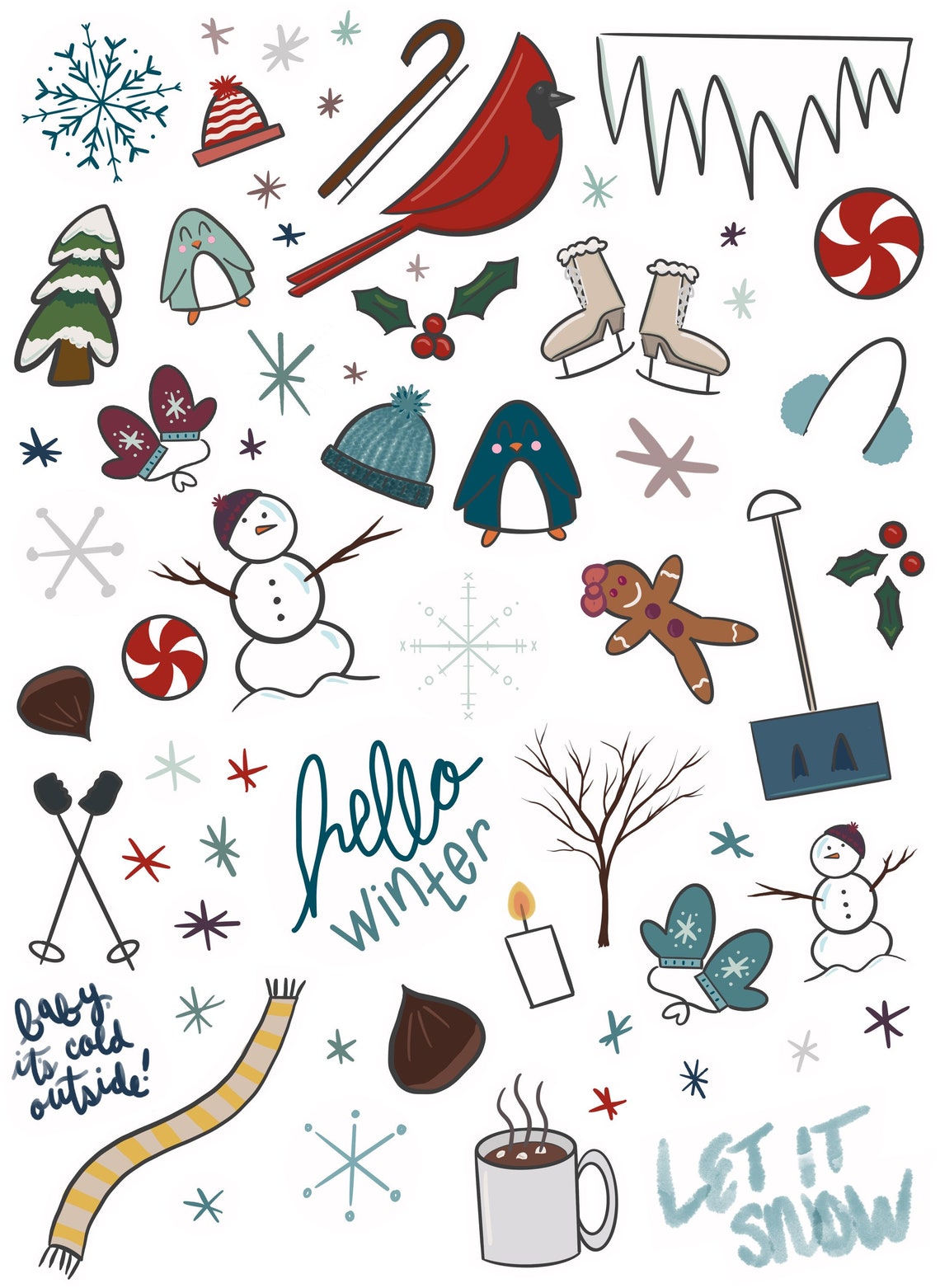 Hola colección de pegatinas de invierno | Etsy