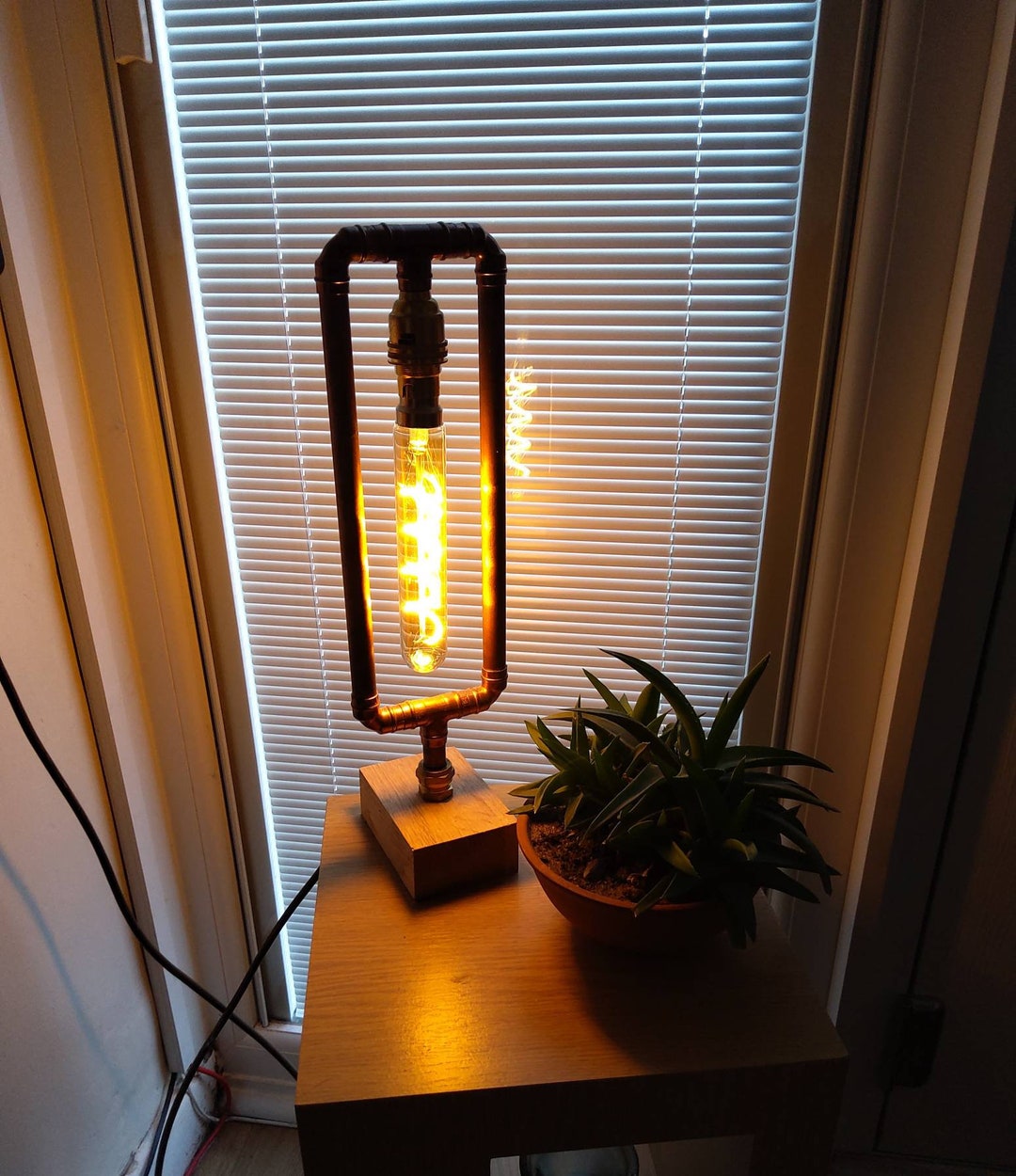 Table Lamp, Light, Copper Pipe,desk, Decorative, Bedside, Handmade ...