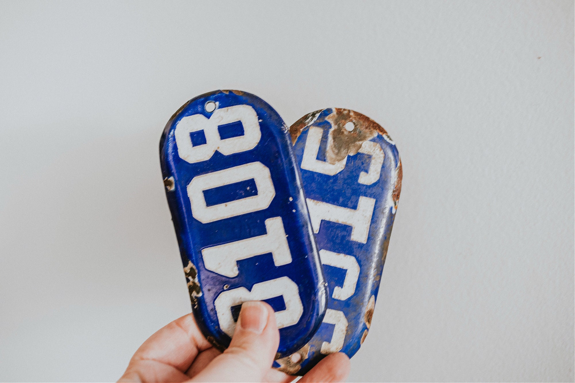 Vintage Blue French Enamel House Numbers | Blue Metal Number Sign ...
